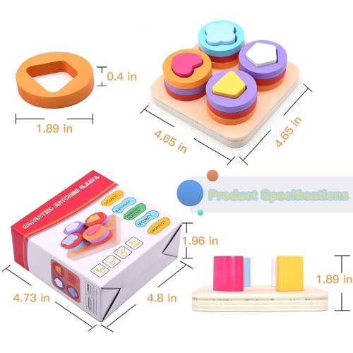 Buy Wooden Stacking Shape Sorter Montessori Educational Puzzle