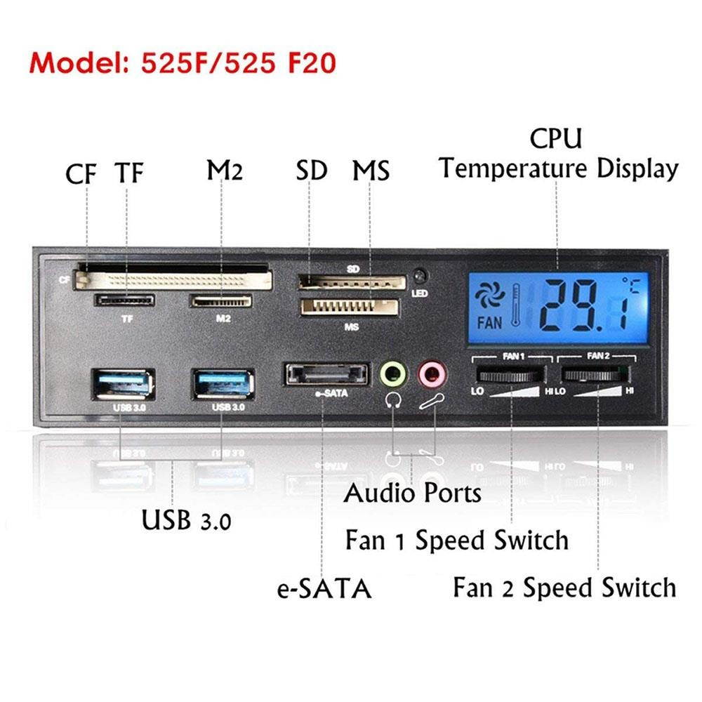 Buy 5.25" Multi USB 3.0 Hub CF TF M2 SD MS Card Reader Fan Controller