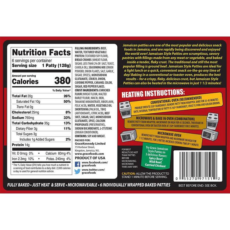 Buy Grace Frozen Jamaican Style Patties with Spicy Beef Filling