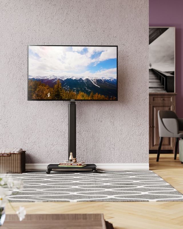 Buy FITUEYES TV Stand with Mount Swivel Floor Wood TV Stand for 32”-65”