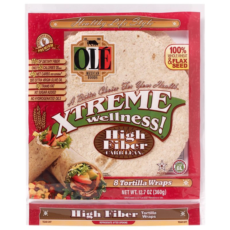 Buy Ole Xtreme Wellness High Fiber Low Carb Tortilla Wraps - 12.7oz/8ct