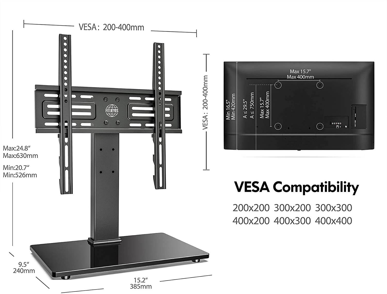 Buy FITUEYES TV Stand with Mount Swivel Floor Wood TV Stand for 32”-65”