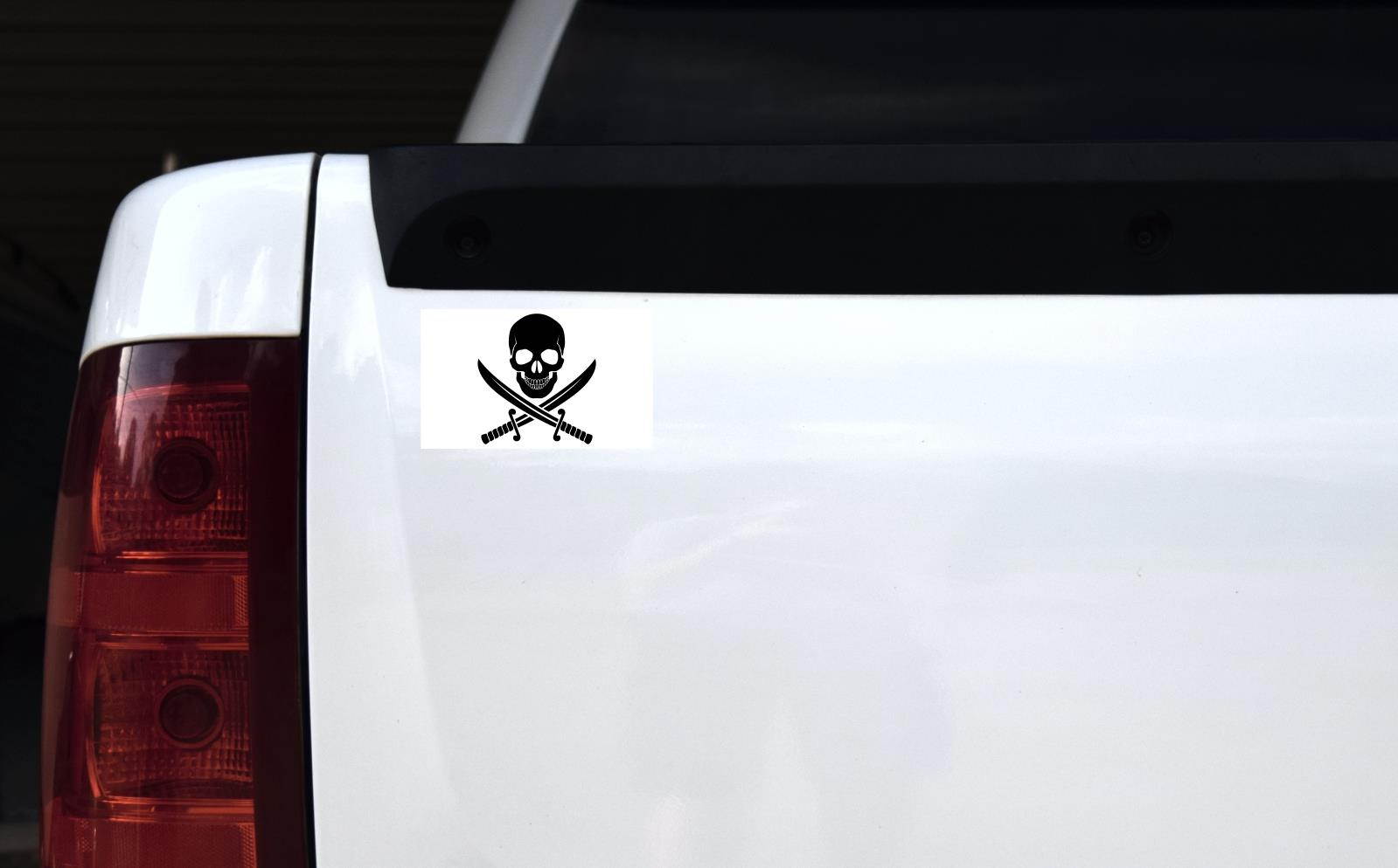 Buy StickerTalk Jolly Roger Flag with White Background Vinyl Sticker,