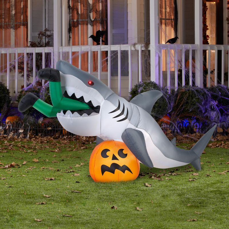 Buy Gemmy Animated Airblown Turning Head Shark Snack Scene, 4 ft