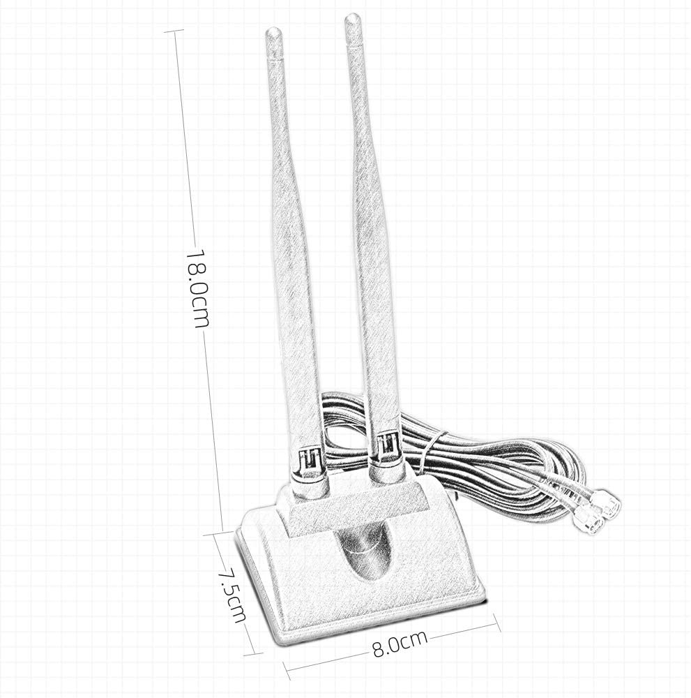 Buy Moveable Dual WiFi Antenna with RP-SMA Male Connector, 2.4GHz